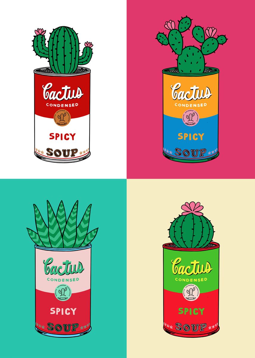'Cactus Pop Art' Poster, picture, metal print, paint by Coffee Man ...