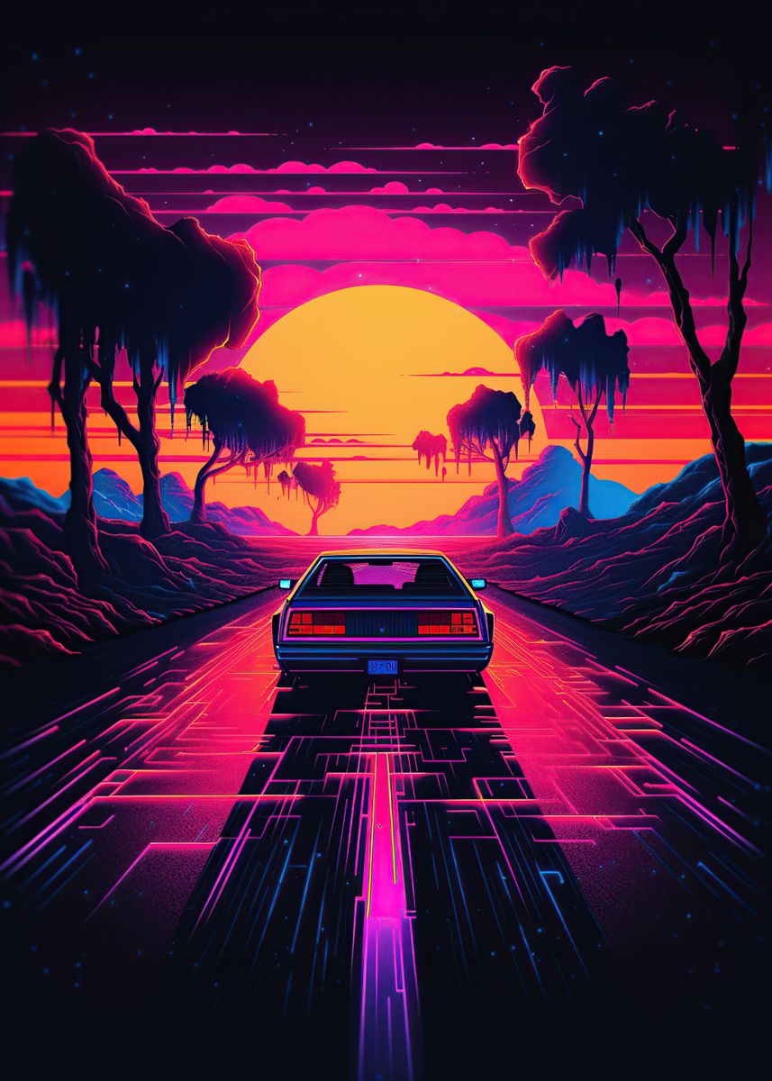 'Retro Car Vaporwave' Poster, picture, metal print, paint by Sagita ...