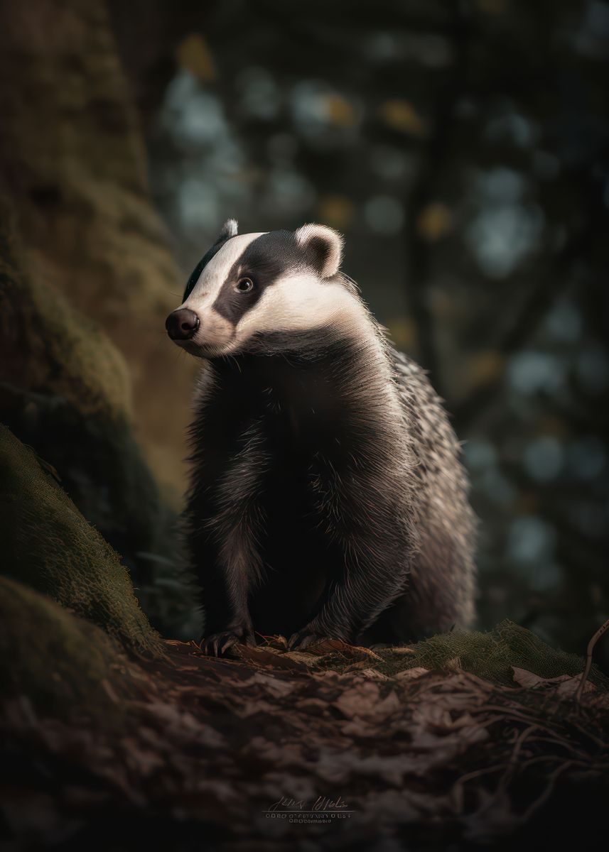 'Beautiful badger' Poster, picture, metal print, paint by Zooscape ...