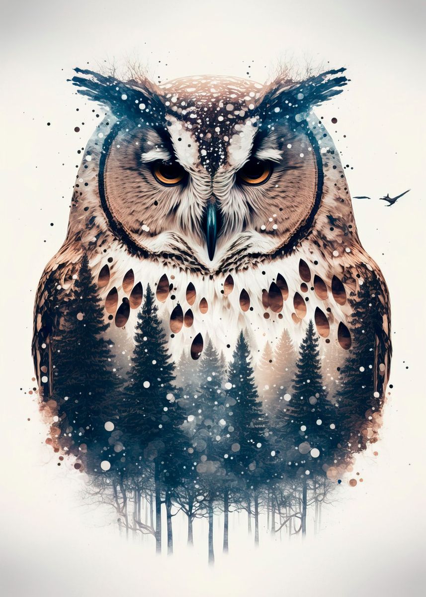 'Portrait of owl' Poster, picture, metal print, paint by HildaWarren ...