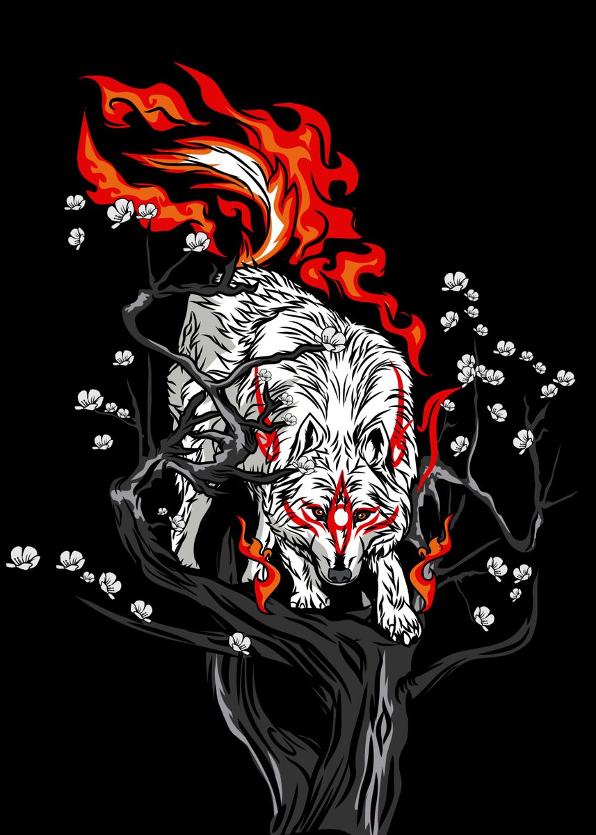 'Fox Kitsune Kurama' Poster, picture, metal print, paint by Japanese ...