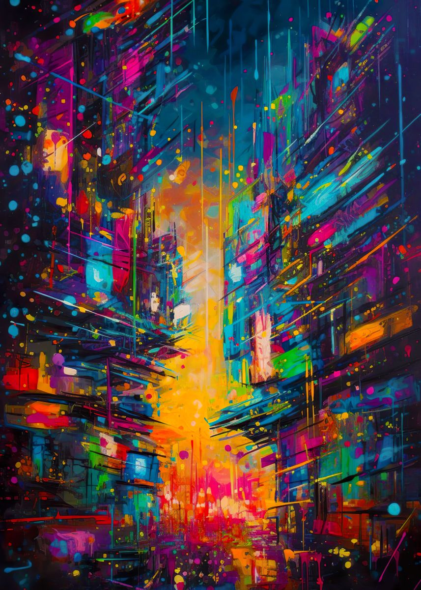 'Abstract Neo Tokyo' Poster, picture, metal print, paint by Quasarai ...