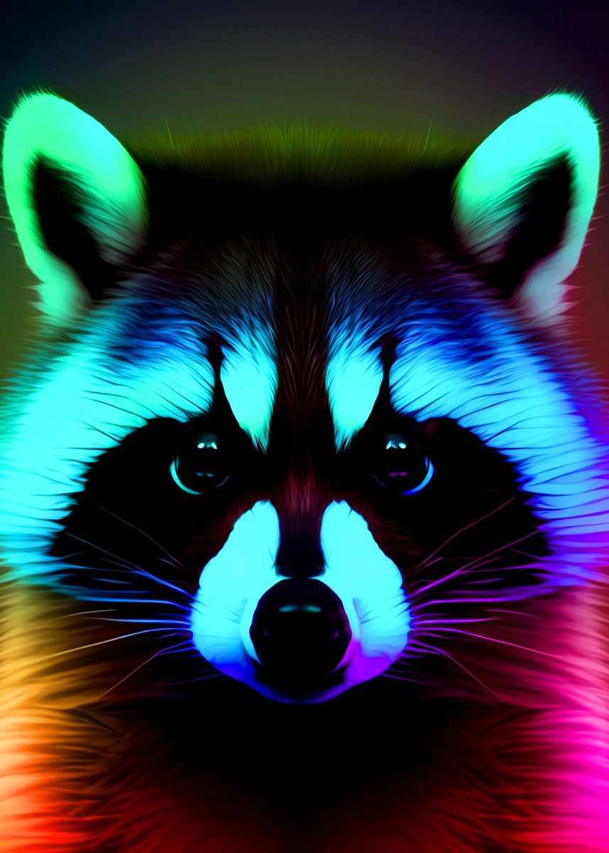 'Raccoon' Poster, picture, metal print, paint by Tiker Arts | Displate