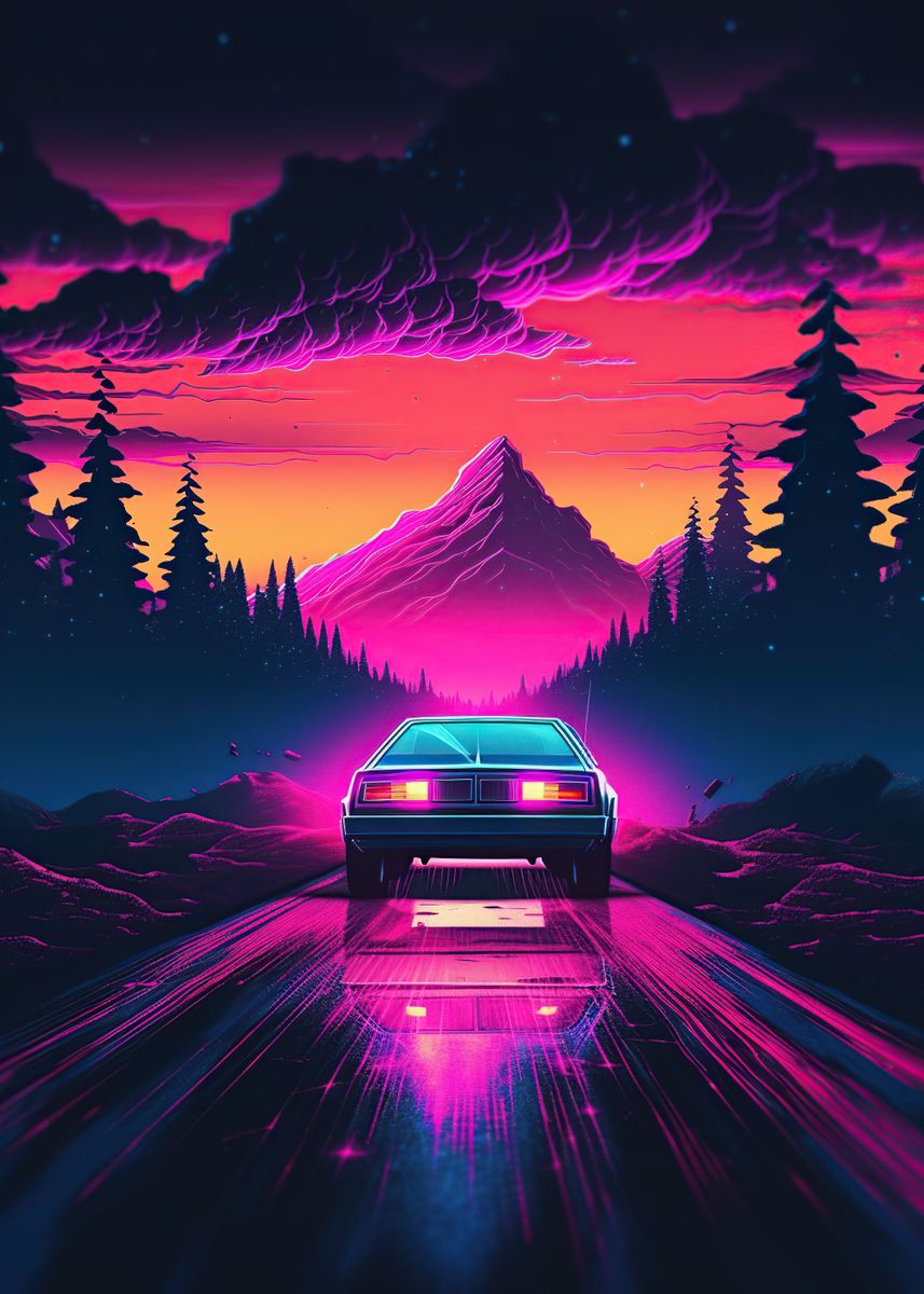 'Retro Car Vaporwave' Poster by Sagita | Displate