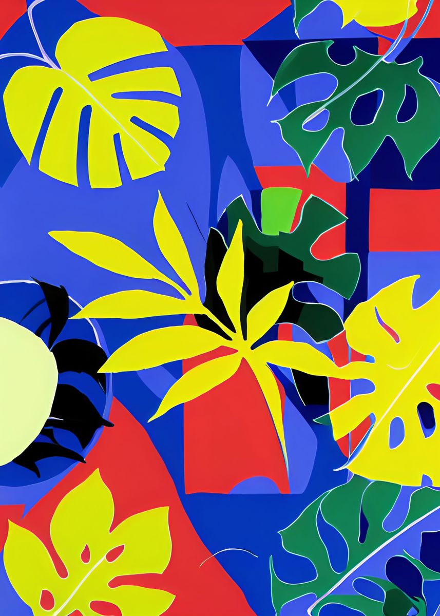 'Monstera Paper Cutouts' Poster, picture, metal print, paint by BluePinkPanther | Displate