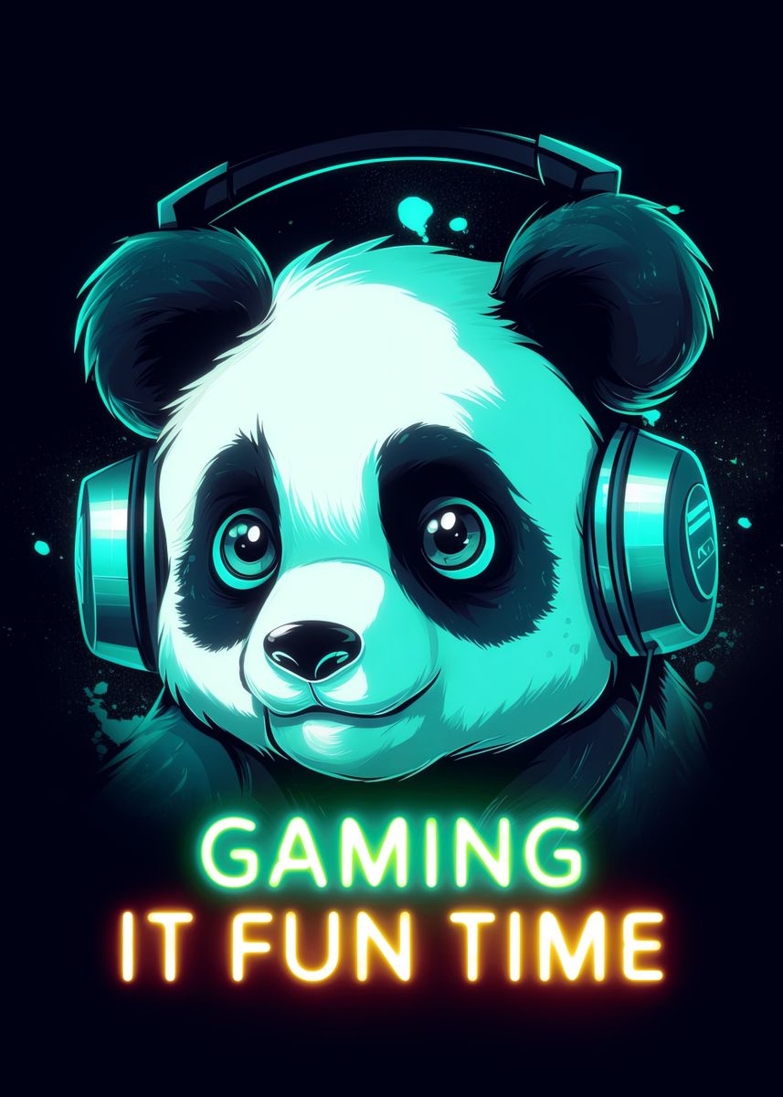 'Panda Gaming' Poster, picture, metal print, paint by Pucaaa | Displate