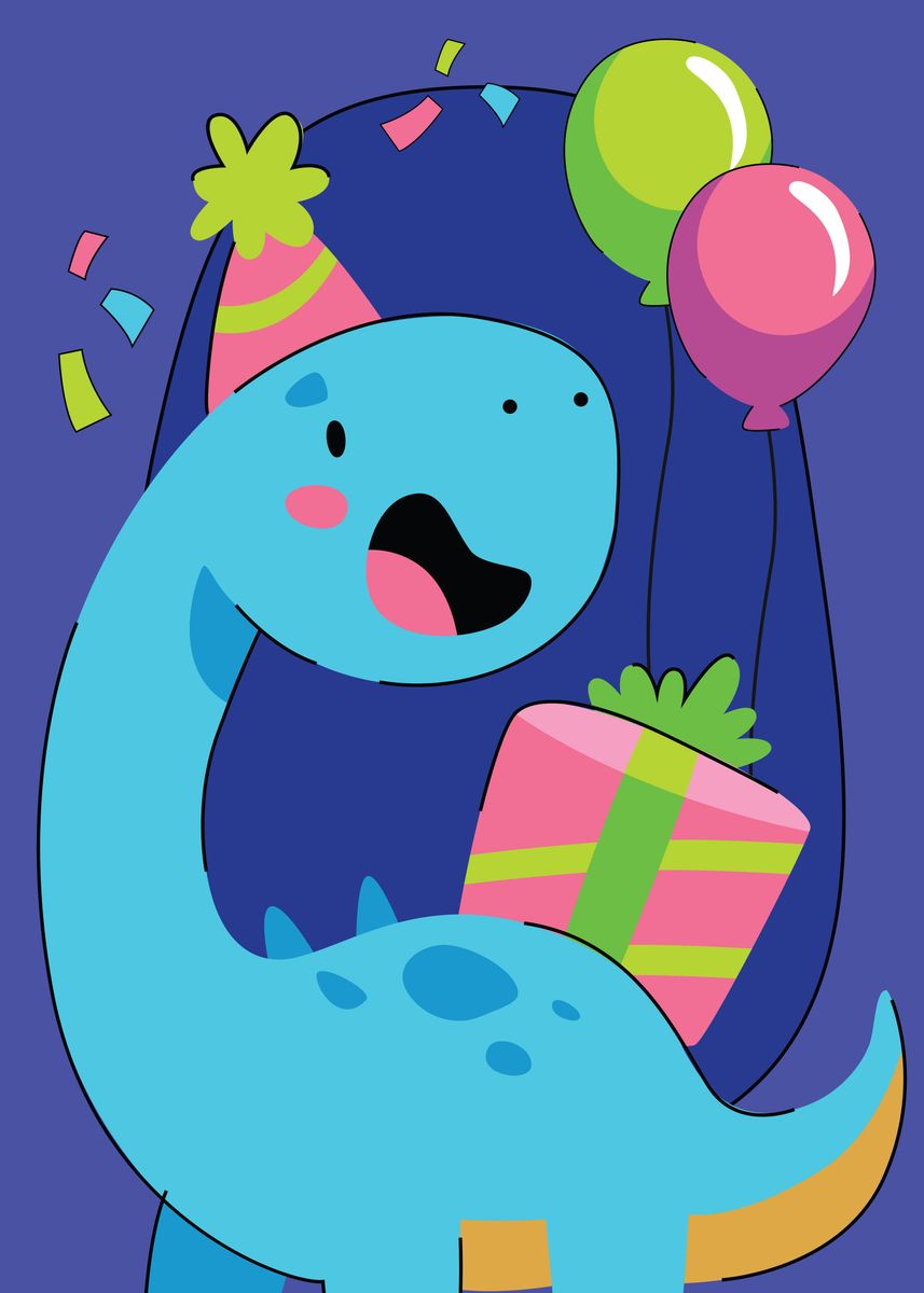 'Dino new year' Poster by Sunset Creative | Displate