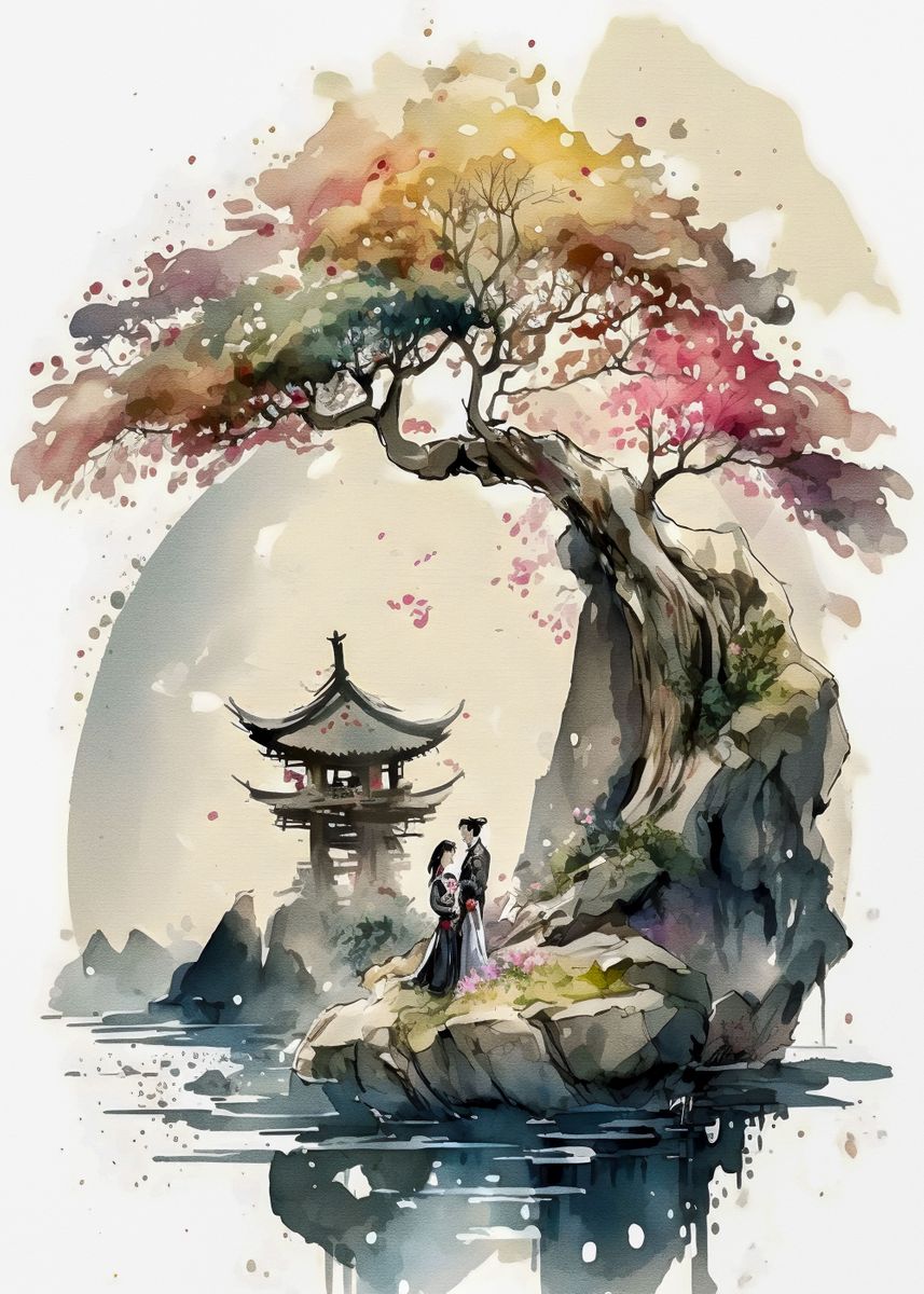 'Cherry blossom 25' Poster, picture, metal print, paint by Elz art ...