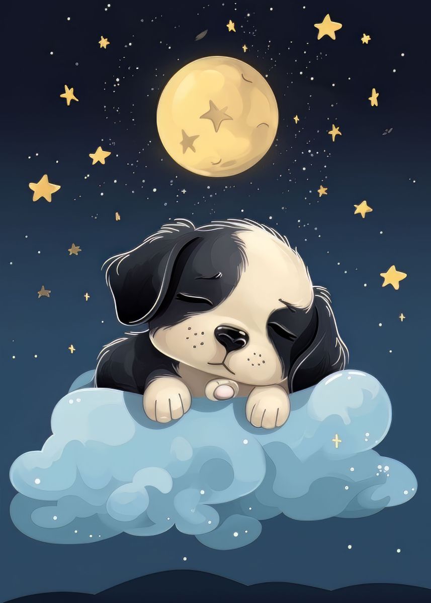 'Nighty Night Little Puppy' Poster, picture, metal print, paint by ...