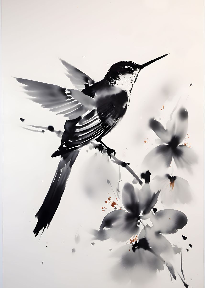 'Hummingbird Ink' Poster, picture, metal print, paint by GoodLifeImages ...