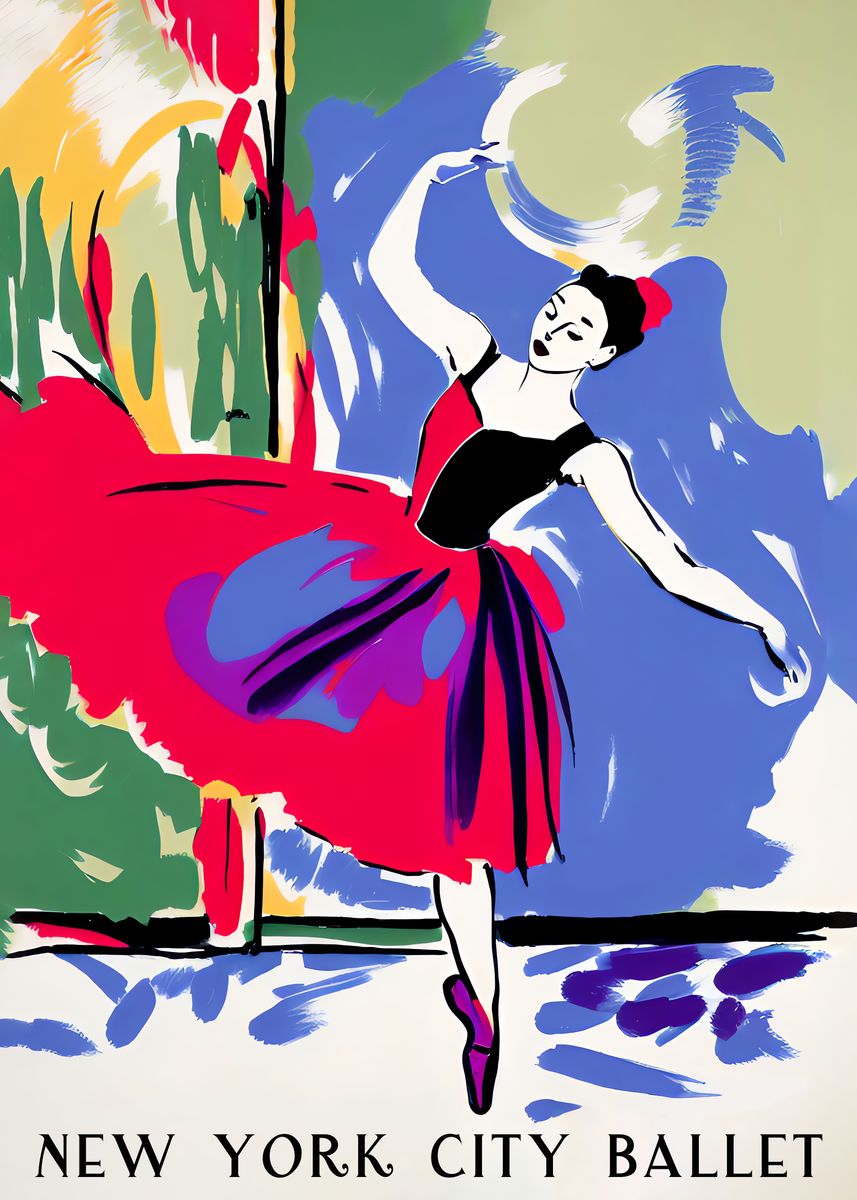 'Retro Ballet Advertising' Poster, picture, metal print, paint by BluePinkPanther | Displate