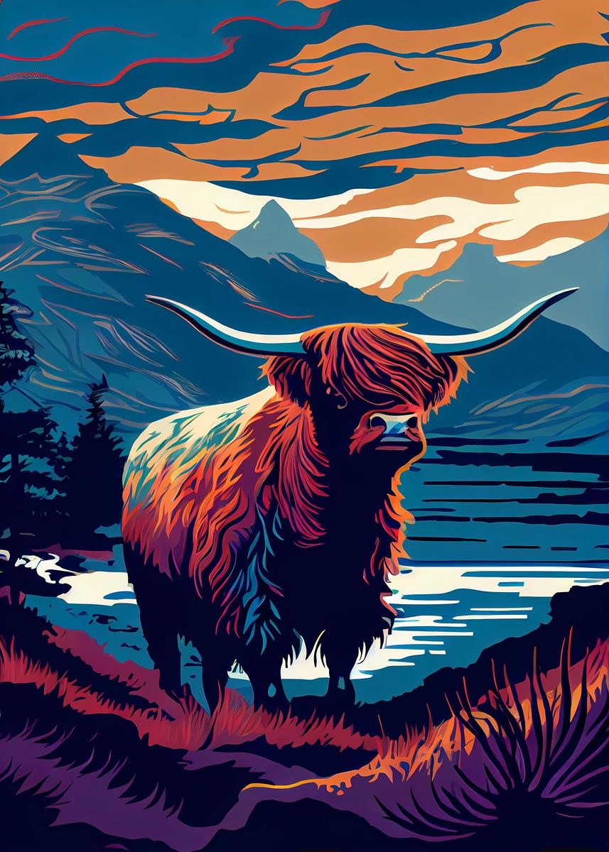 'Scottish Highland Cows' Poster by FavoritePlates | Displate