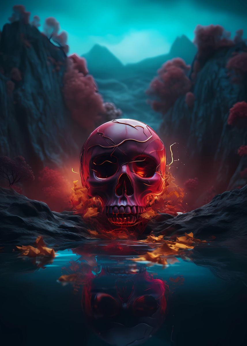 'Skull Reflection' Poster, picture, metal print, paint by AI and ME ...