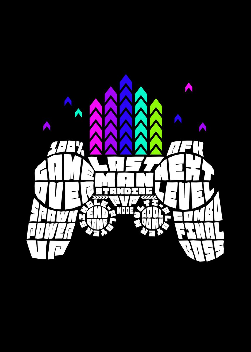 'Gaming Controller Level Up' Poster, picture, metal print, paint by ...