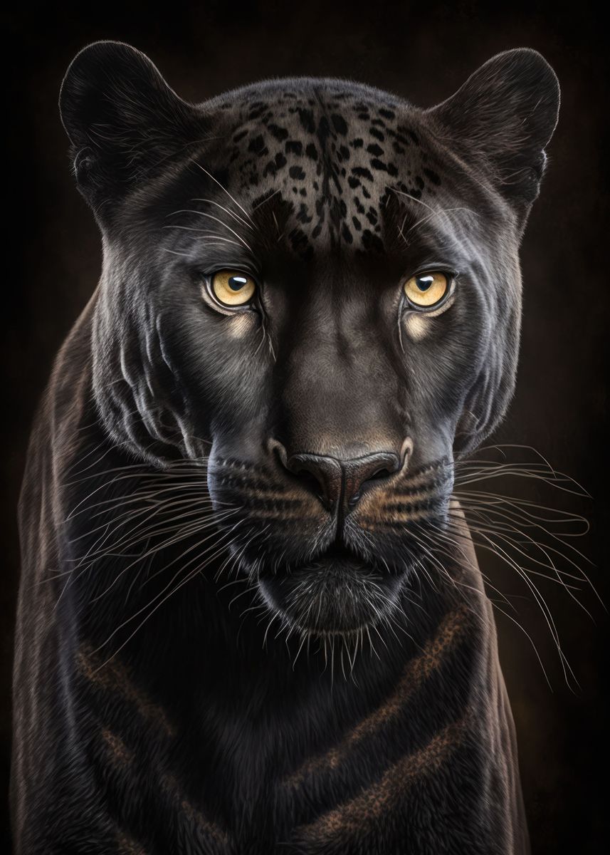 'Black leopard portrait' Poster, picture, metal print, paint by Byrdyak ...