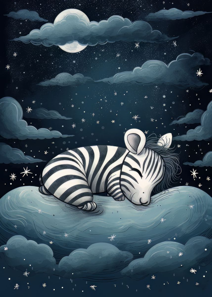 'Goodnight Sleepy Zebra' Poster, picture, metal print, paint by Scott ...