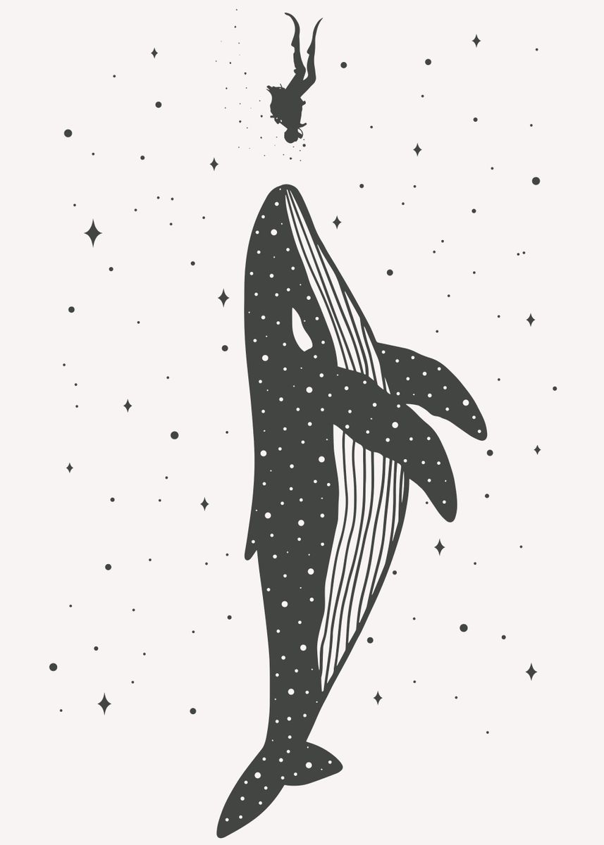 'space whale' Poster, picture, metal print, paint by Creative YS | Displate