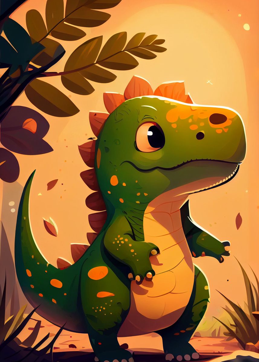 'Cute Dinosaur animal ' Poster, picture, metal print, paint by Ranking ...