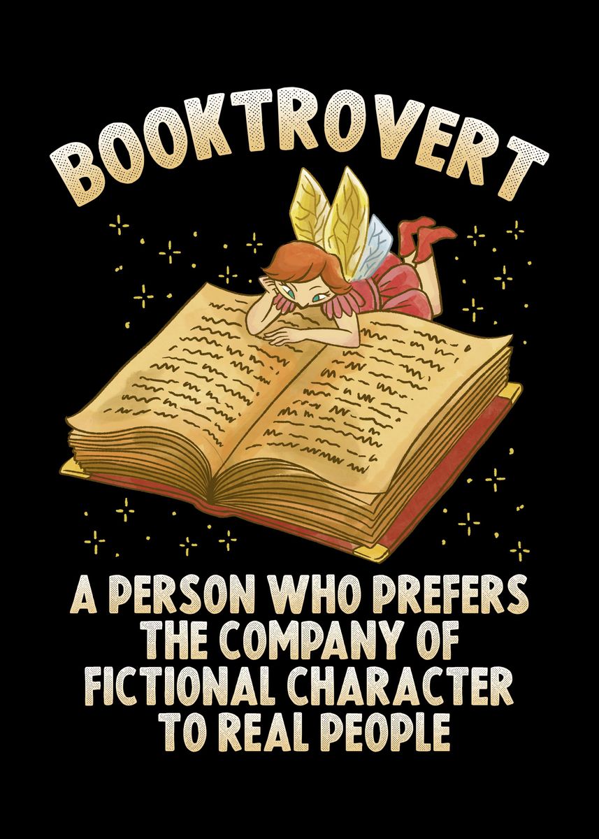 'Booktrovert' Poster, picture, metal print, paint by CatRobot | Displate