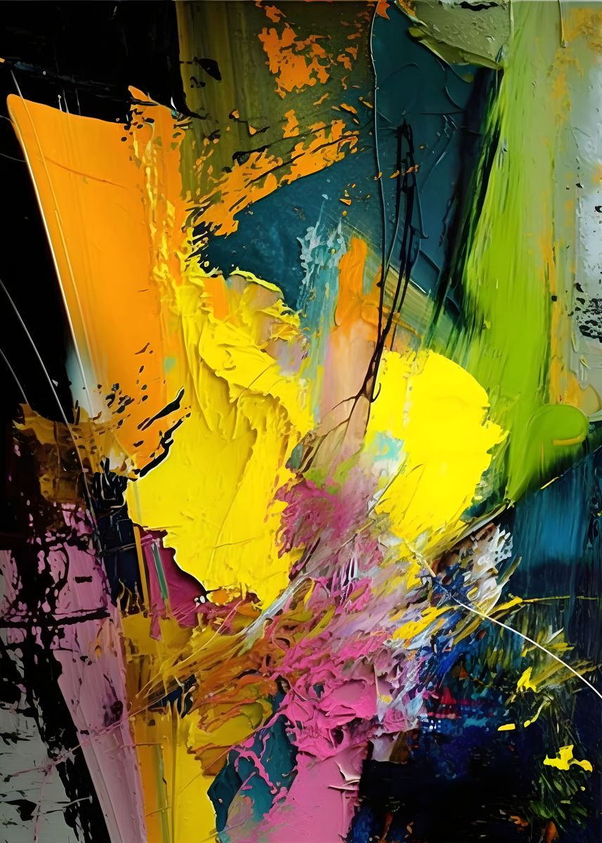 'Splatter abstract art' Poster, picture, metal print, paint by Makadur ...