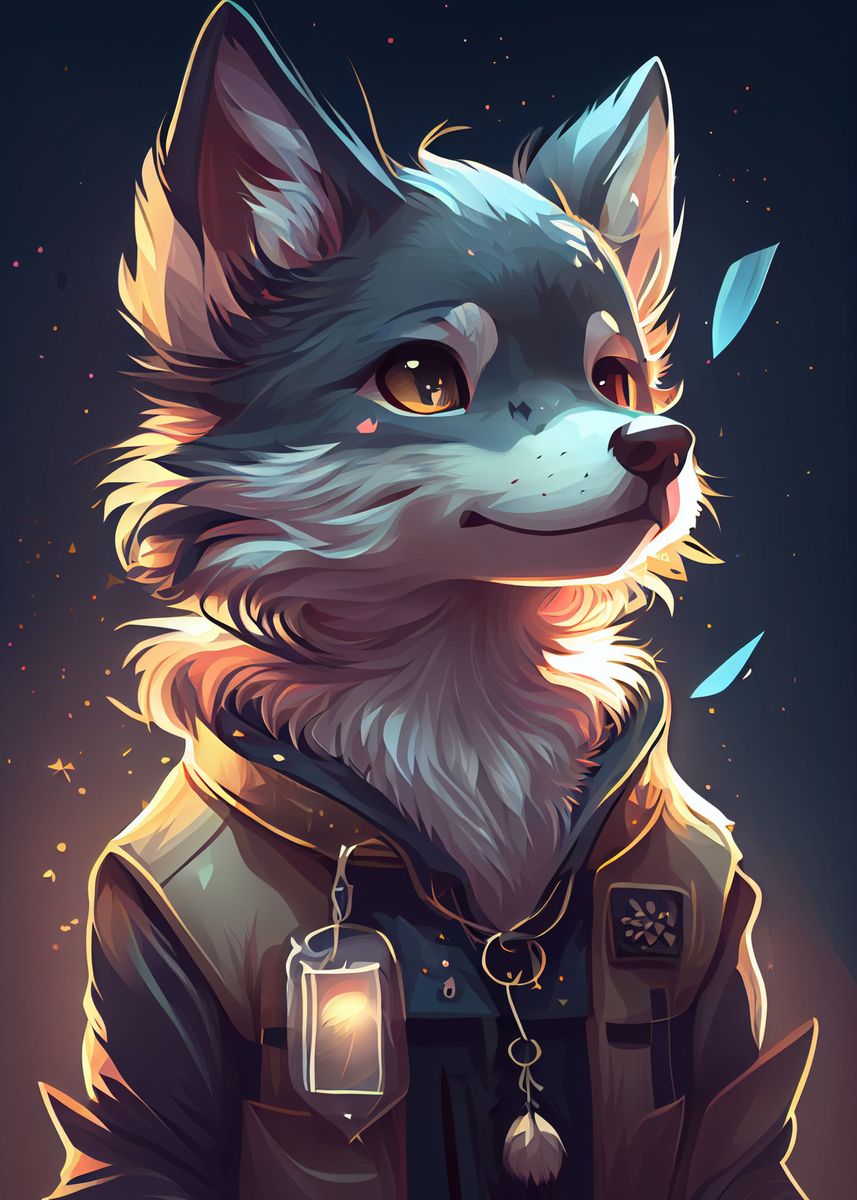 'Cute Wolf Animal Cartoon' Poster, picture, metal print, paint by ...