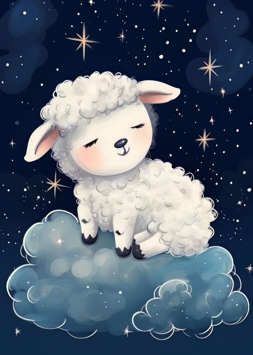 'Sleepy Time Sheep' Poster, picture, metal print, paint by Scott Prokop ...
