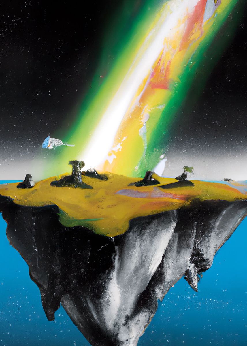 'Flying Island Outer Space' Poster, picture, metal print, paint by ...
