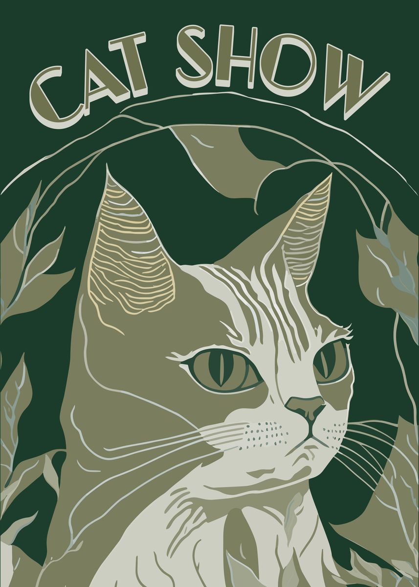 'Cat Show Vintage Art' Poster, picture, metal print, paint by Jovana ...