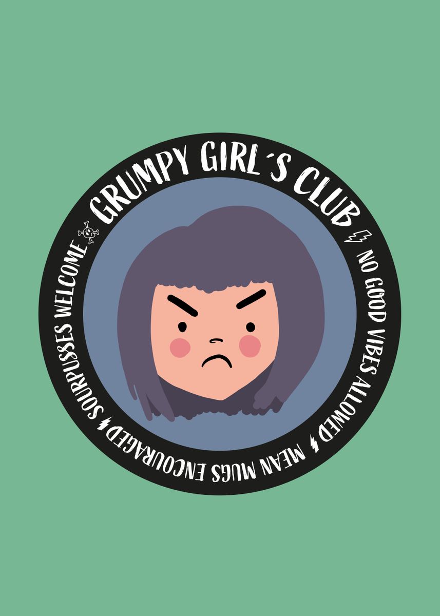 'Grumpy Girls Club' Poster, picture, metal print, paint by Thais ...