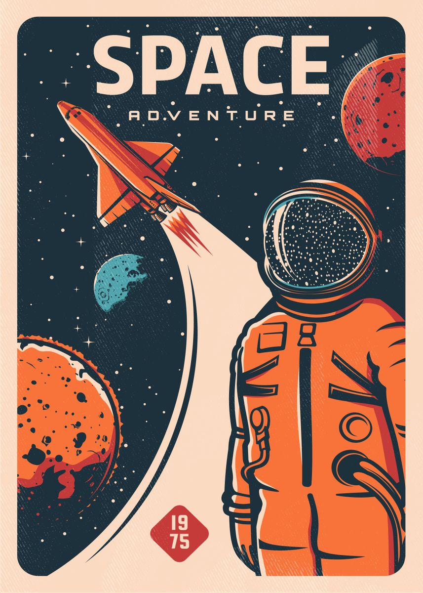 'Vintage retro space' Poster, picture, metal print, paint by Allan ...