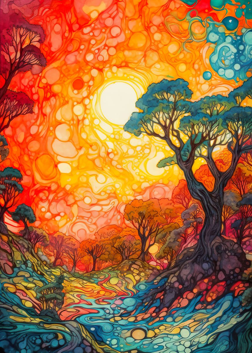 'Psychedelic Landscape' Poster, picture, metal print, paint by Quasarai ...