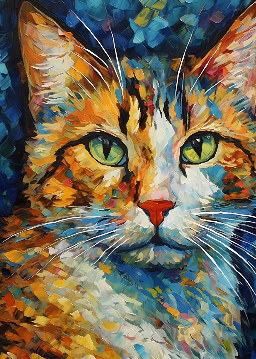 'Cat Painting' Poster by DecoyDesign | Displate