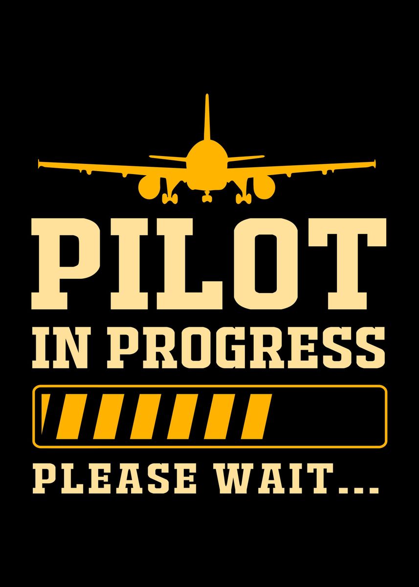 'Pilot In Progress' Poster, picture, metal print, paint by FunnyGifts ...