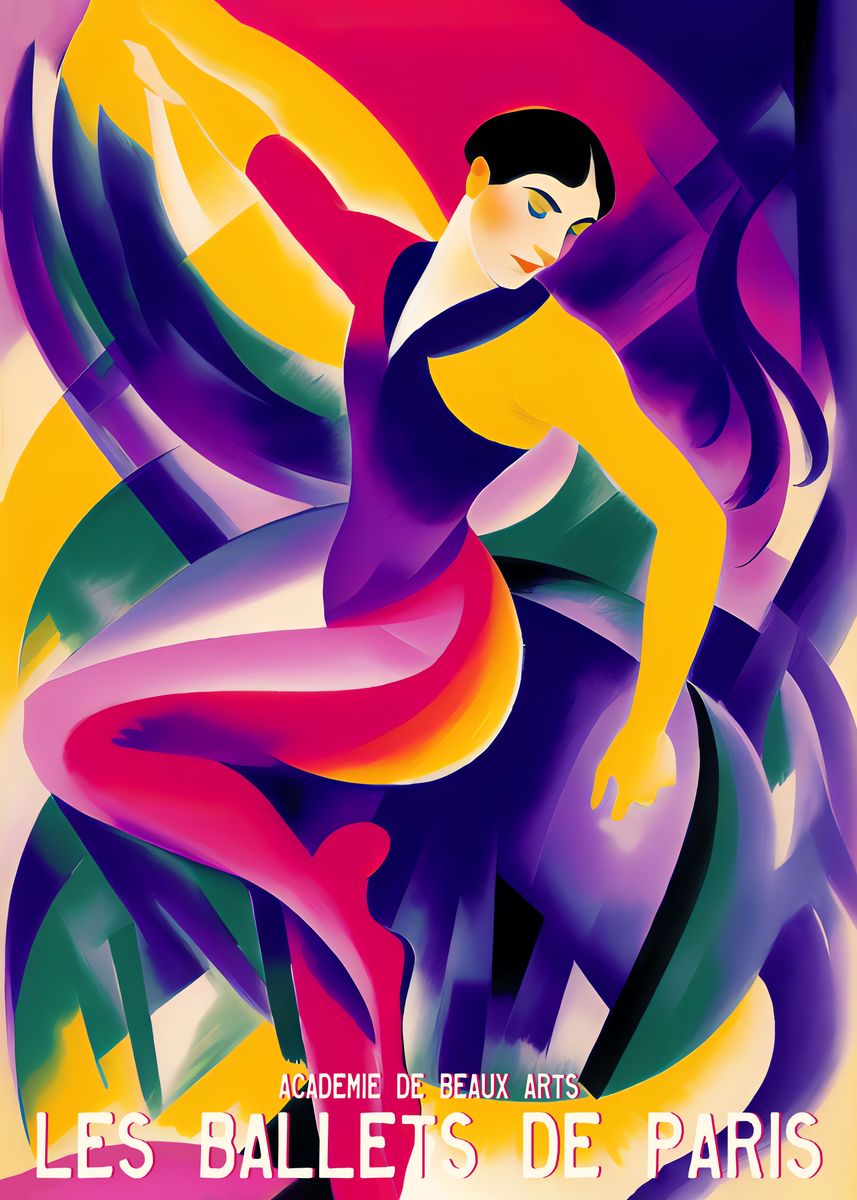 'French Art Deco Ballet ' Poster, picture, metal print, paint by BluePinkPanther | Displate