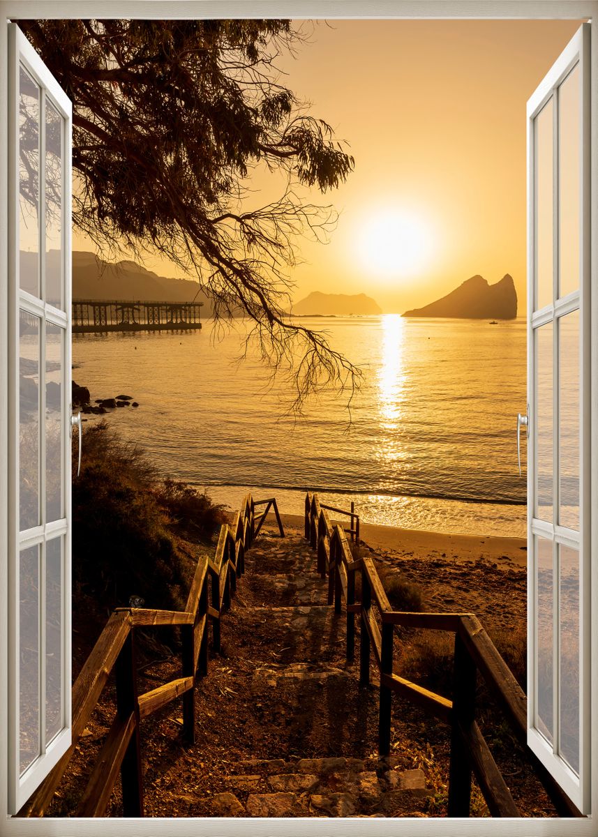 'Window view landscape sea' Poster, picture, metal print, paint by ...