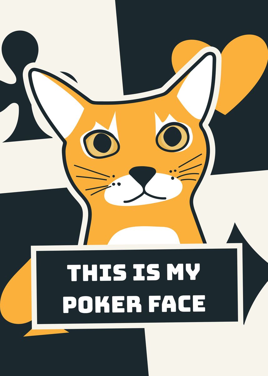 'Poker Face Cat Funny' Poster by Jovana | Displate