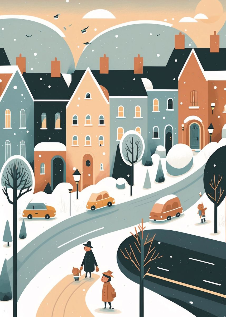 'Village' Poster, picture, metal print, paint by Blackman Studio | Displate