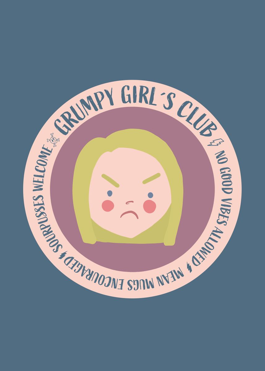 'Grumpy Girls Club' Poster, picture, metal print, paint by Thais ...