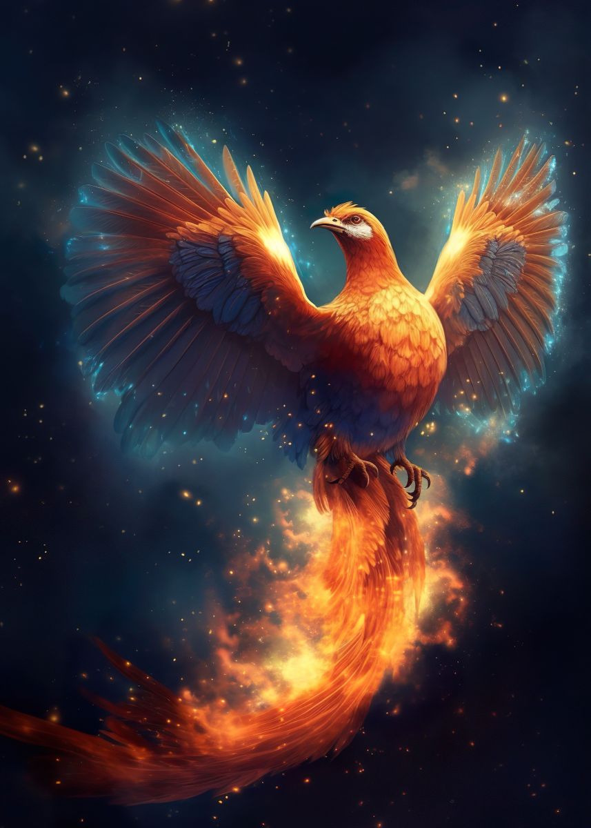 'Pheonix Night Galaxy Flame' Poster, picture, metal print, paint by ...