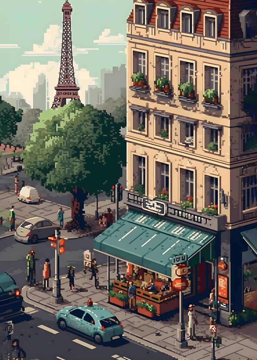 'Pixel Art Paris' Poster, picture, metal print, paint by CheTatanka ...
