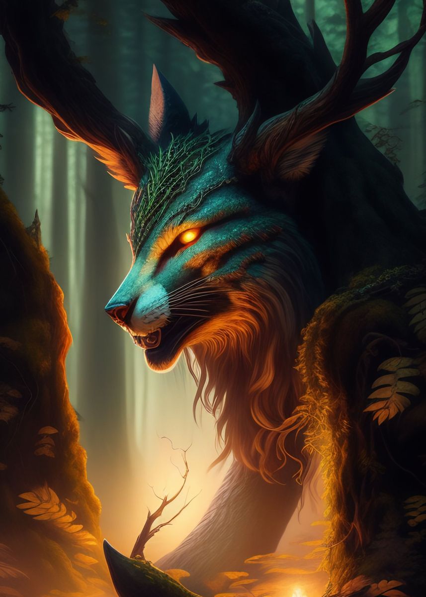 'mystical animal' Poster, picture, metal print, paint by PLUOCK KOK ...