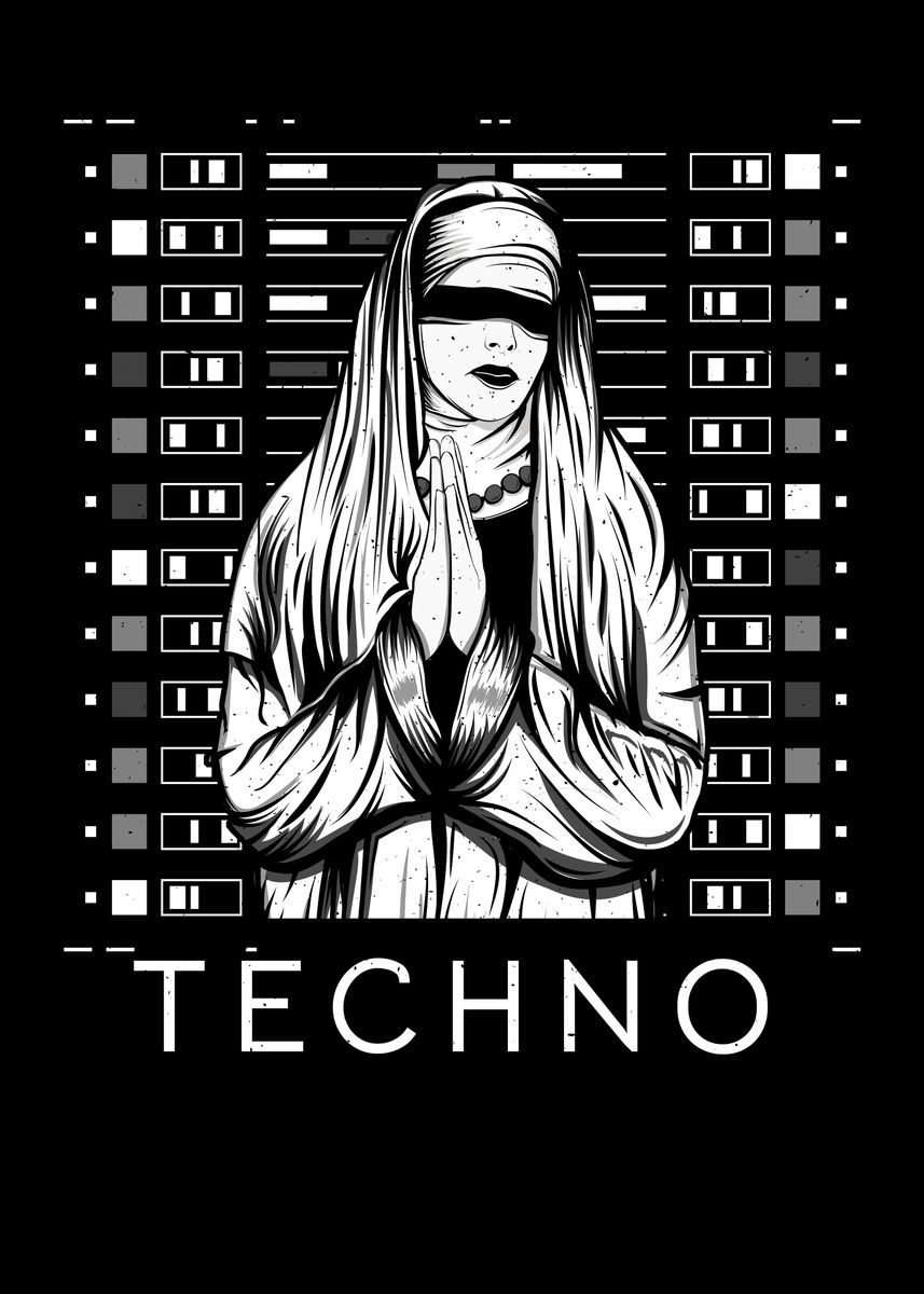 'Techno nun with prayer' Poster by Chris Feil | Displate