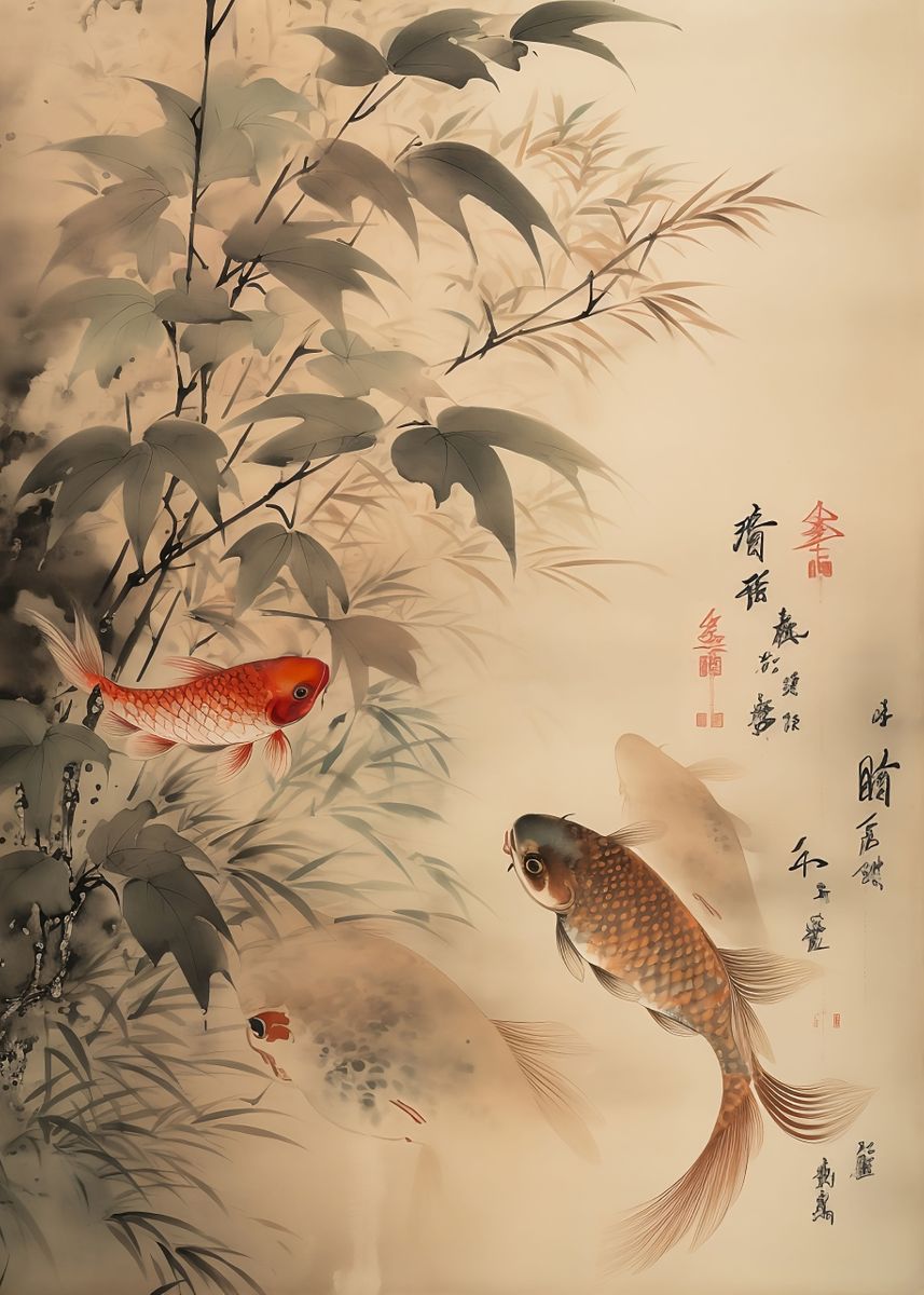 'Japanese Fish 4' Poster, picture, metal print, paint by the Moooh ...