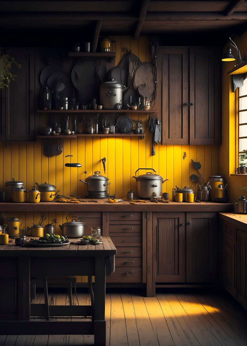 'Yellow Kitchen' Poster, picture, metal print, paint by ColorMe ...