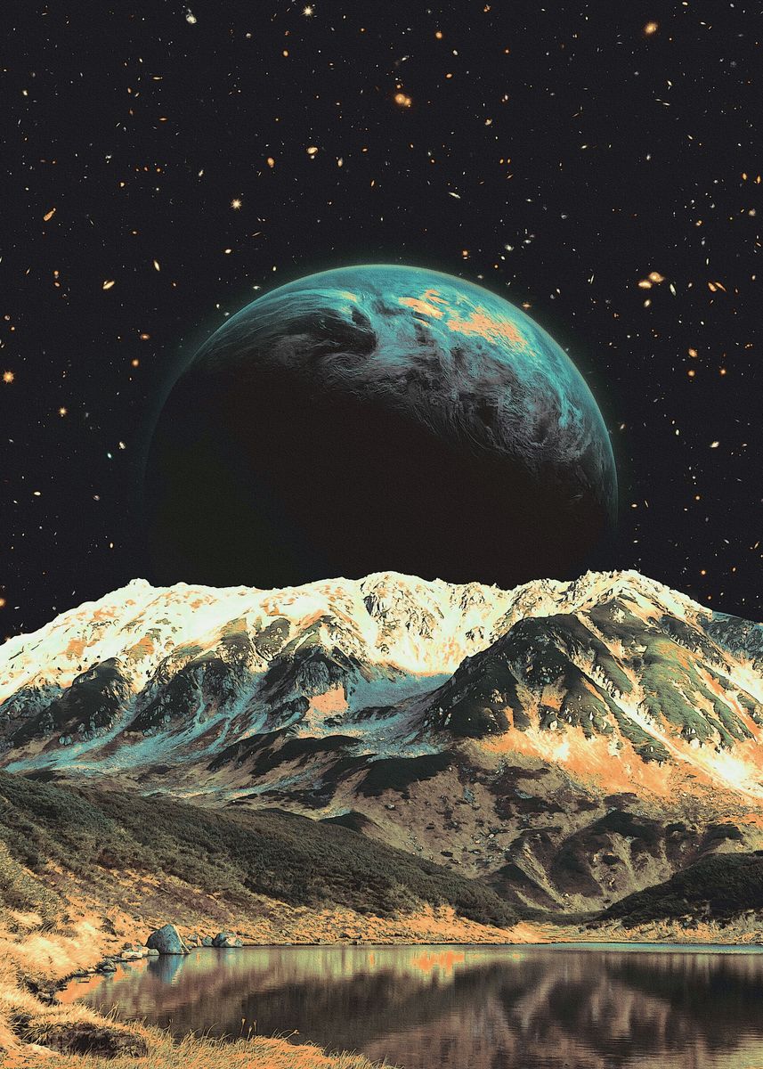 'Cosmos Over The Hill' Poster, picture, metal print, paint by Jess ...