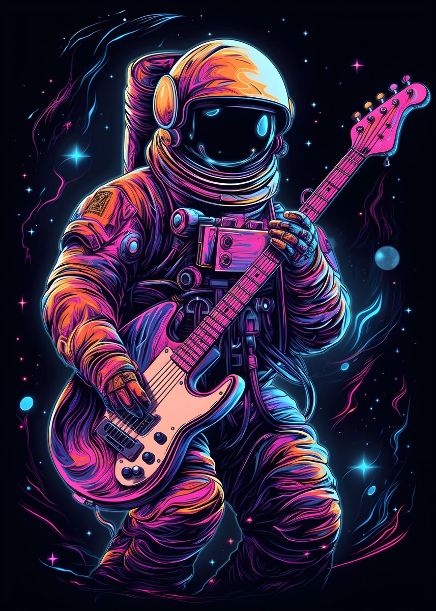 'Astronaut Playing Guitar' Poster, picture, metal print, paint by Phan ...