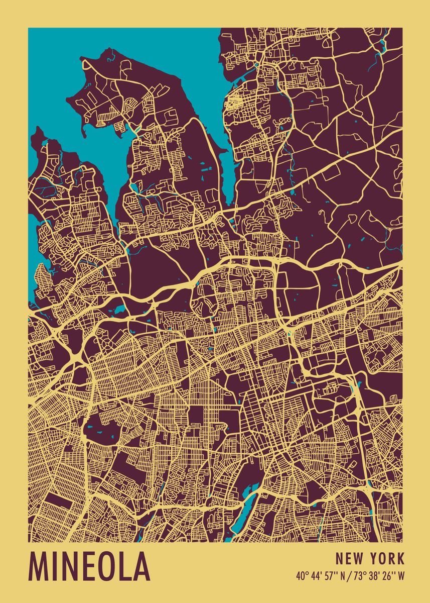 'Mineola NY' Poster, picture, metal print, paint by Miracle Studio ...