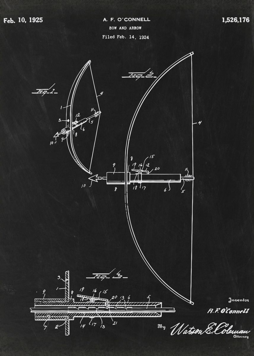 'Bow and Arrow patent' Poster by Cristina Romero | Displate