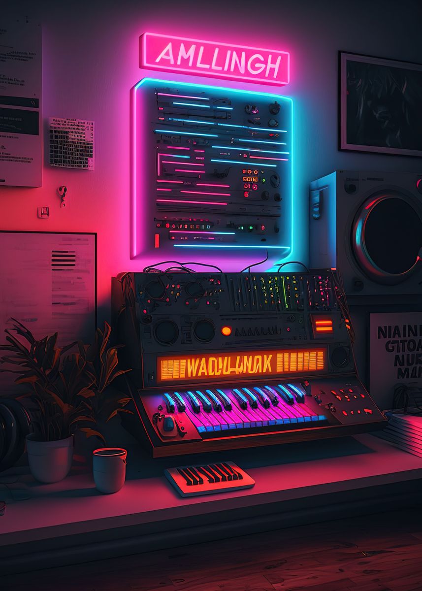 'Live Music Neon ' Poster, picture, metal print, paint by King Kean ...