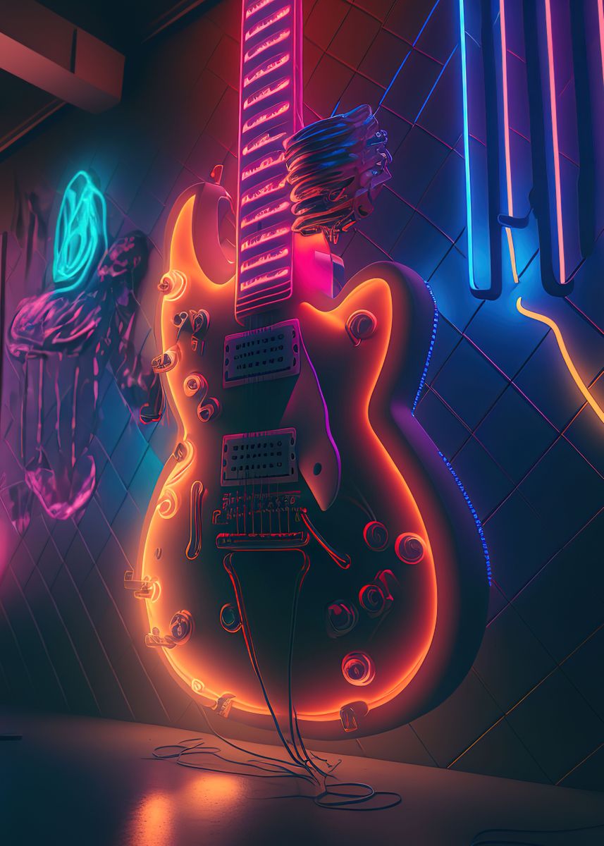 'Live Music Neon ' Poster, picture, metal print, paint by King Kean ...